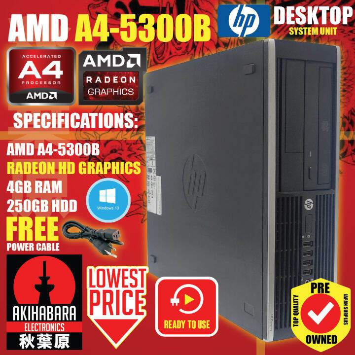 HP Slim Type Desktop // AMD A4-5300B // 4GB RAM // 250GB HDD // AMD ...