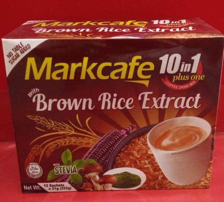 MARKCAFE 10 in 1 With Brown Rice Extract with STEVIA Coffee Mix (12 ...