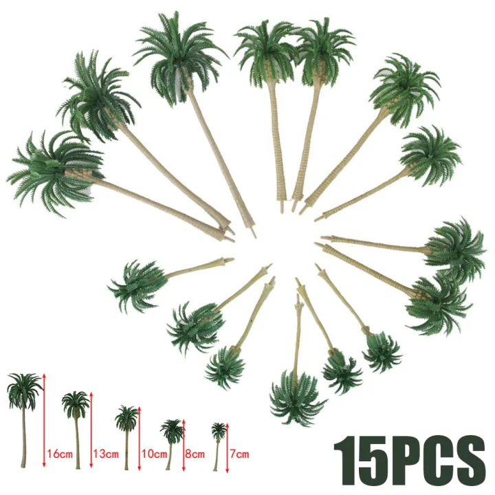 BOKALI 15Pcsต้นปาล์มมะพร้าวพลาสติกประดิษฐ์ภาพวาดป่าฝนทัศนียภาพชายหาด ...