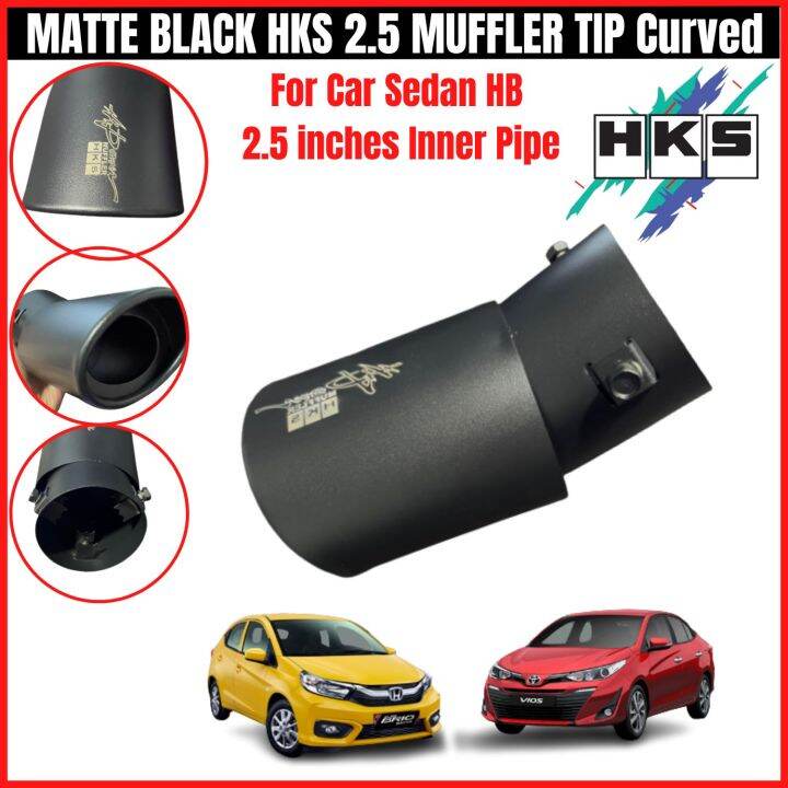 MATTE BLACK HKS 2.5 MUFFLER TIP Curved Universal for Car Sedan HB 2.5 inches Inner Pipe | Lazada PH