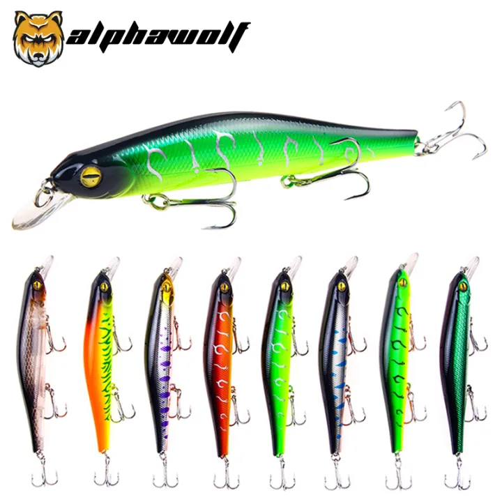 Alpha Wolf Hard Bait Fake Bait Minnow 3 hooks 17.7gg/12.5cm Sharp ...