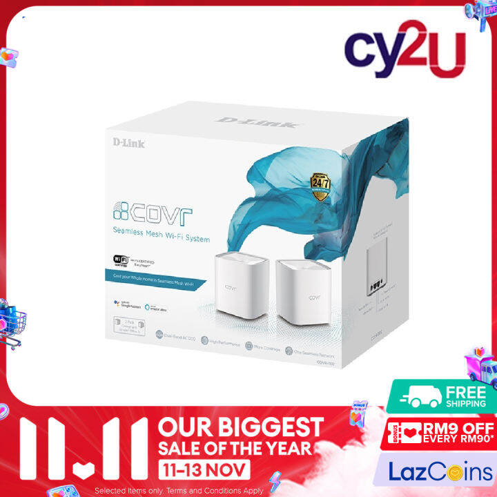 D-Link COVR-1100 (2 Pack) AC1200 Dual Band Whole Home Mesh Wi-Fi System ...