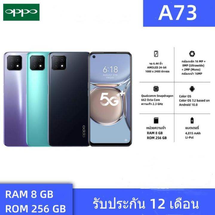 OPPO A73 สมาร์ทโฟน RAM 8GB + ROM 256GB 6.5นิ้ว แถมฟรีอุปกรณ์ครบกล่อง ...