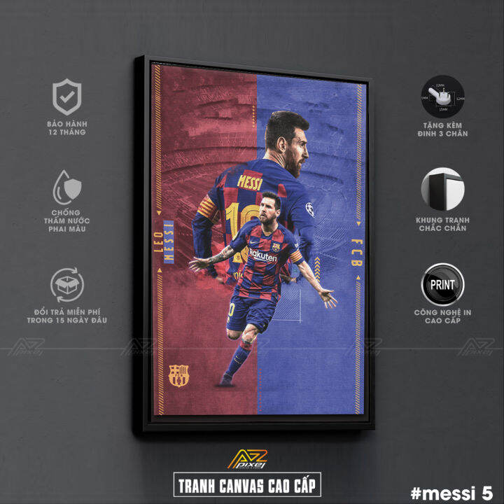 Tranh canvas Messi treo tường tặng đinh 3 chân gắn tường | MESSI 5 ...