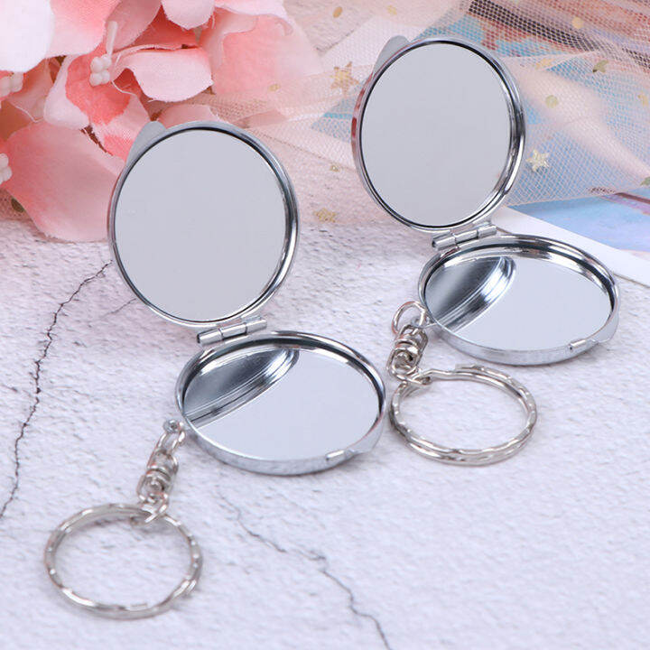 NEW 【sjqgqx】New Metal Folding Mirror Key Ring Keychain Portable Compact ...