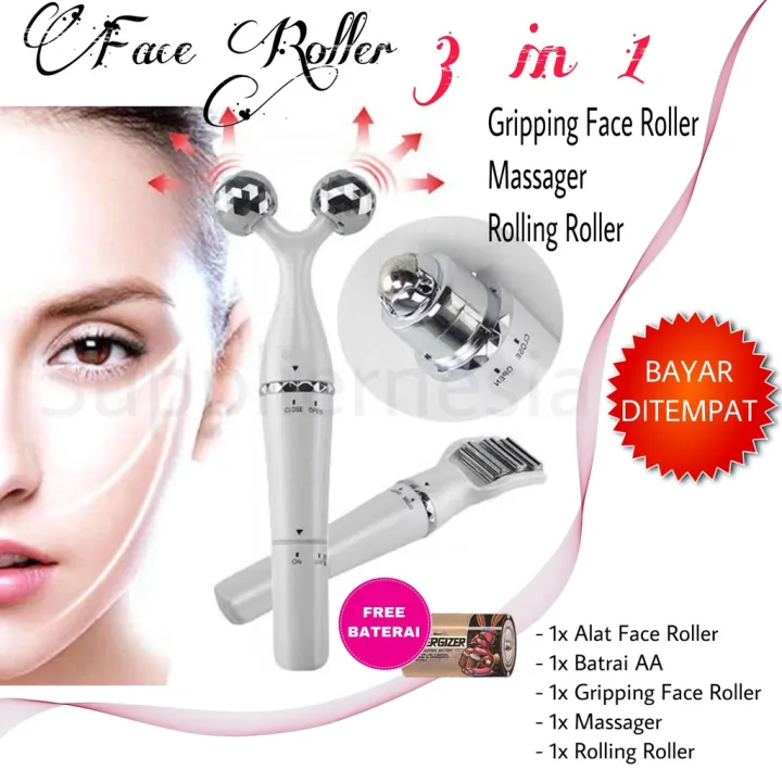 Face Roller Wajah 3 In 1 Original Penirus Pipi Pengencang Kulit Wajah ...