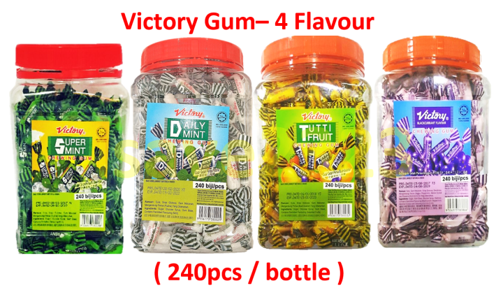 Victory Gum ( 240pcs / Bottle ) - Daily Mint/Super Mint/Tutti Fruit ...