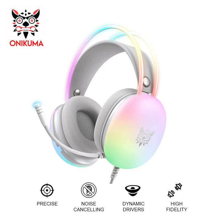 ONIKUMA X25 Gray RGB Light Noise Cancelling Microphone Gaming Headphones | Lazada PH
