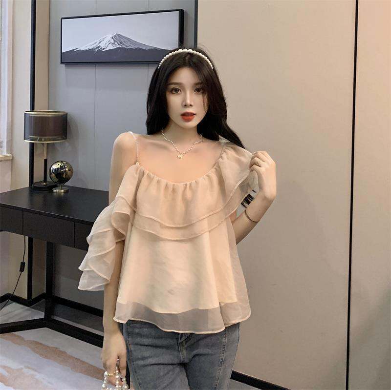 COCONI เสื้อสายเดี่ยวเซ็กซี่สำหรับผู้หญิงใหม่สไตล์เกาหลีปิดไหล่นัวเนีย ...