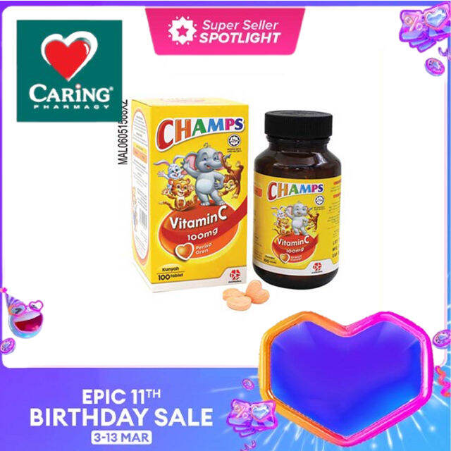 CHAMPS VITAMIN C 100MG ORANGE CHEWABLE TABLET 100S | Lazada