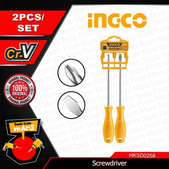 INGCO Original Screwdriver Philip Flat Screw Driver 2PCS SET HKSD0258 ...