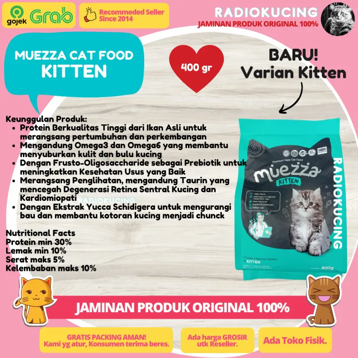 Muezza KITTEN 400 gr HALAL Cat Food Makanan Kucing [ JUWIES RADIO ...