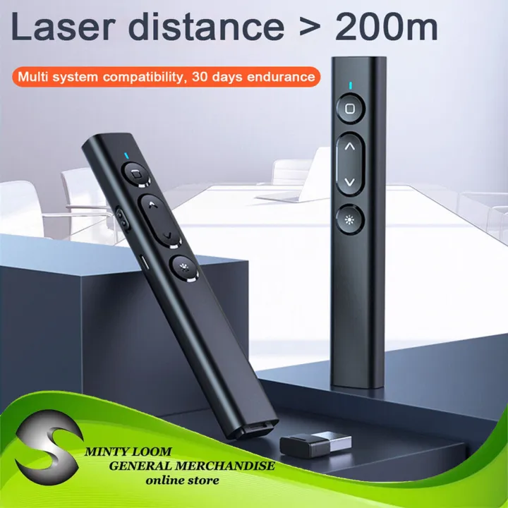 LZ-B2 Wireless Presenter, 2.4GHz USB Rechargeable Presentation Clicker ...