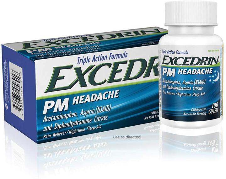 Excedrin PM Sleeping Aid for Headache Relief, 100 tablets (expiration ...