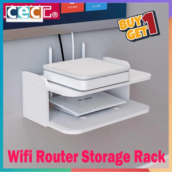 BUY 1 GET 1 Wifi Router Storage Rack Display Holder Double Floating ...