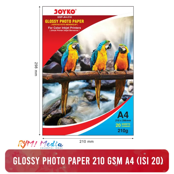 Kertas Foto Glossy 210 gsm A4 isi 20 / Photo Paper Tebal SINGLE SIDE ...