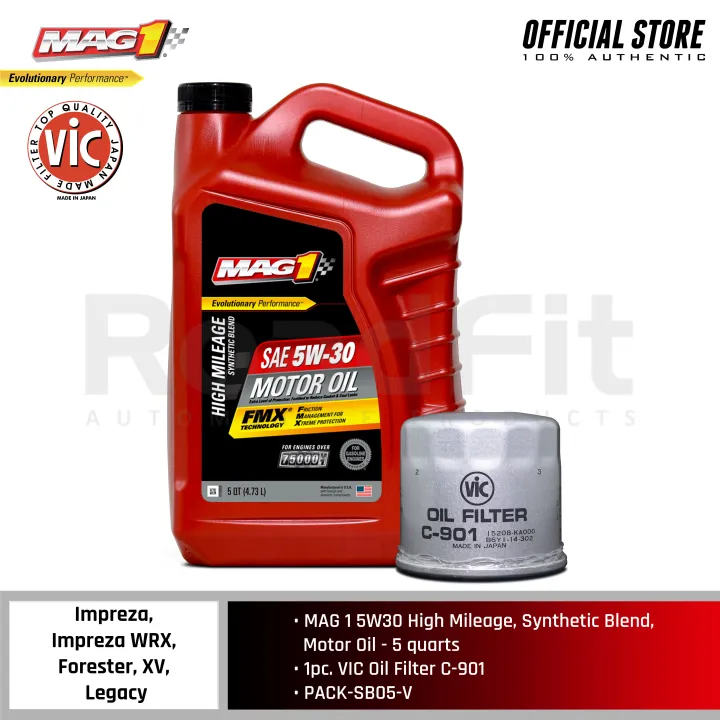 MAG 1 5W30 High Mileage Synthetic Car Engine Oil PN#66732 + VIC Oil ...
