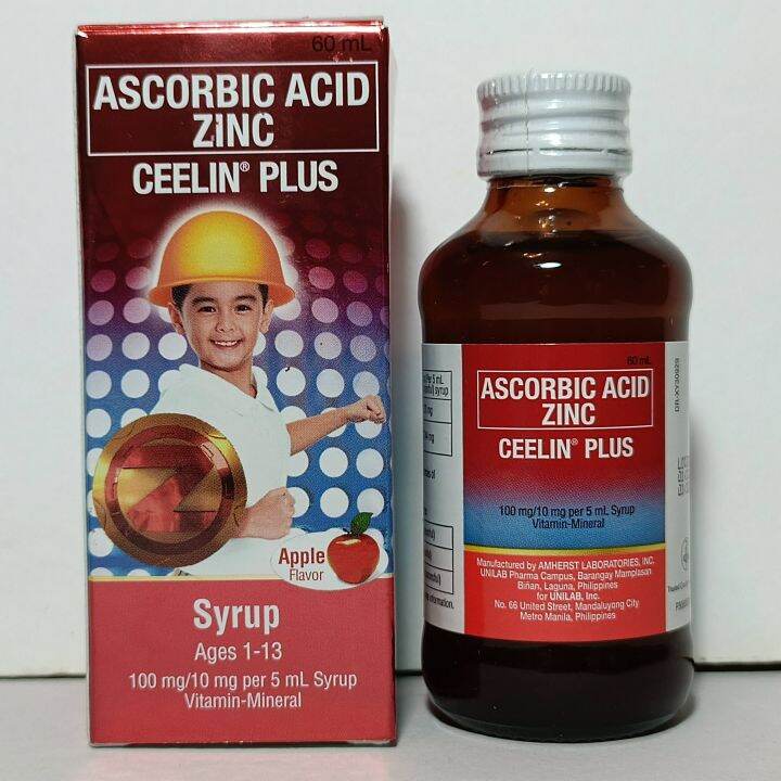 Ceelin Plus Syrup (60mL) - Ascorbic Acid / Vitamin C with Zinc for Kids ...