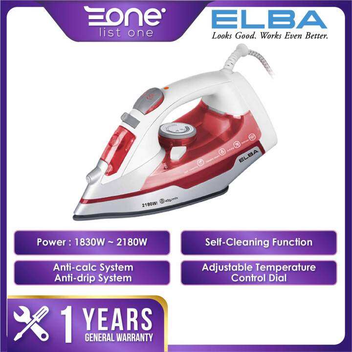 Elba 2180W Steam Iron ESI-H2023C(RD) | Dry, Steam & Spray Function | Lazada