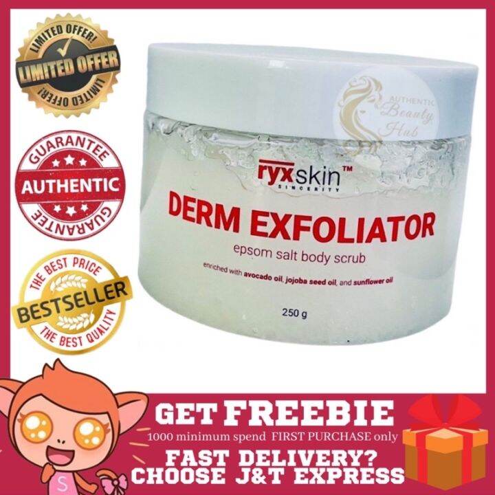 AUTHENTIC Ryx Skin Derm Exfoliator EPSOM SALT BODY SCRUB 250g | Lazada PH