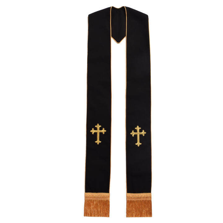Clergy Black Stole Priest Cross Embroidered Costumes | Lazada PH