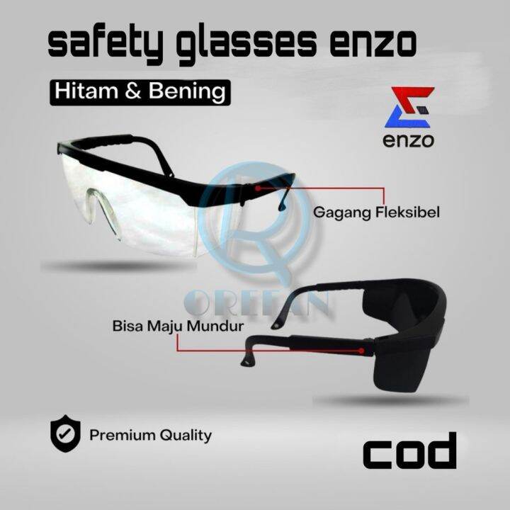 Kacamata Safety Las Gerinda Hitam Smoke dan Clear Tebal Enzo | Lazada Indonesia