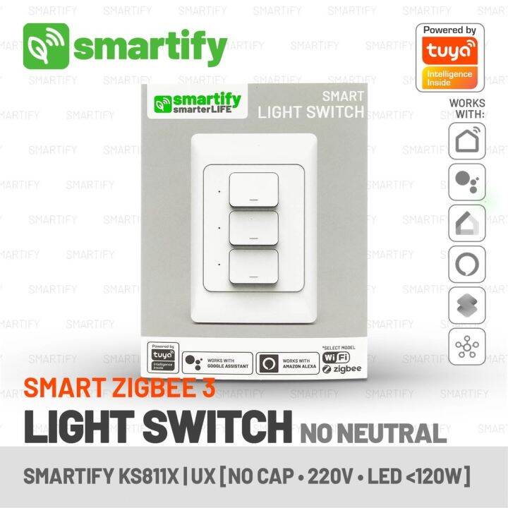 【COD】 SMARTIFY SMARTERLIFE ZIGBEE 3 Light Switch 1/2/3 GANG NO NEUTRAL ...