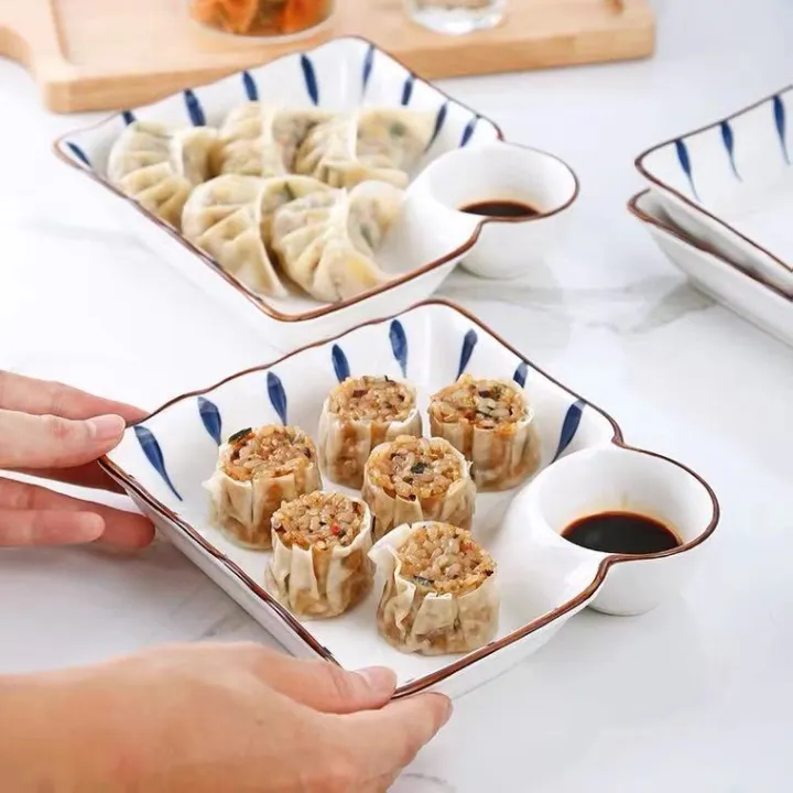 Ceramic Cute Dumpling Plate Divided Grid Dumpling Plate | Lazada PH