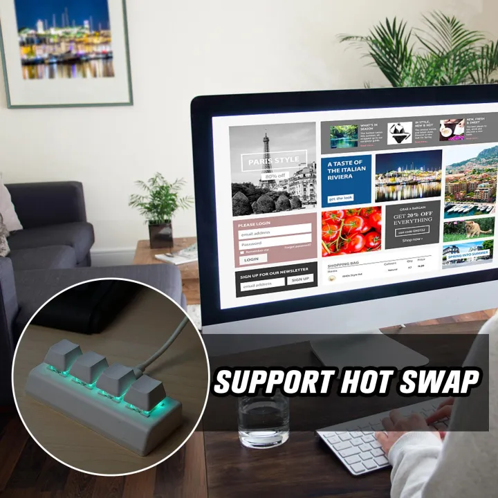 Portable And Durable 4-Key USB Mini Mechanical Keyboard Programmable ...