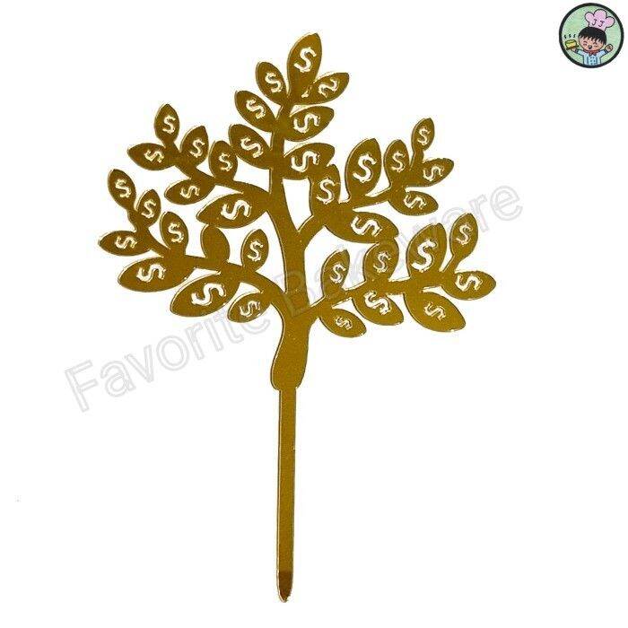 Topper Cake Money Tree Acrylic Hiasan Kue Akrilik Pohon Uang Dollar ...