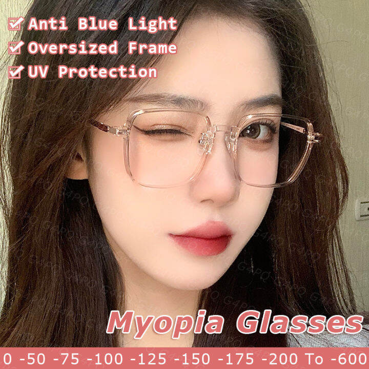 พร้อมแว่นตาทรงสี่เหลี่ยม TR90เกรด0ถึง-600สำหรับผู้หญิงผู้ชายป้องกันแสงสีฟ้าแว่นคอมพิวเตอร์แว่นตา ...