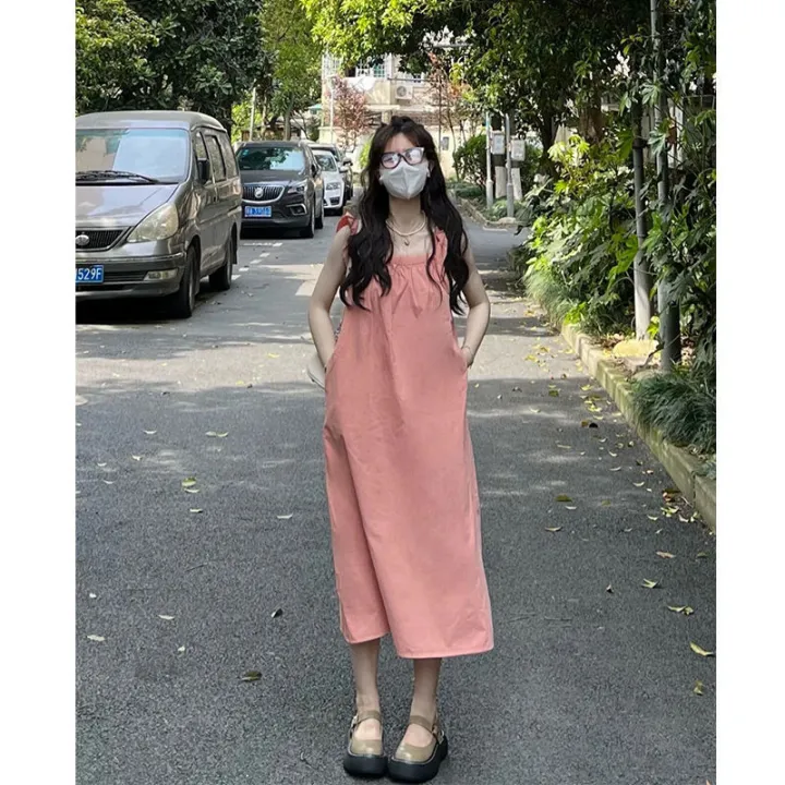 Muse Fashion Popoco ชุดเดรสสีชมพูแขนสั้นสำหรับผู้หญิงฤดูร้อนสไตล์ ...