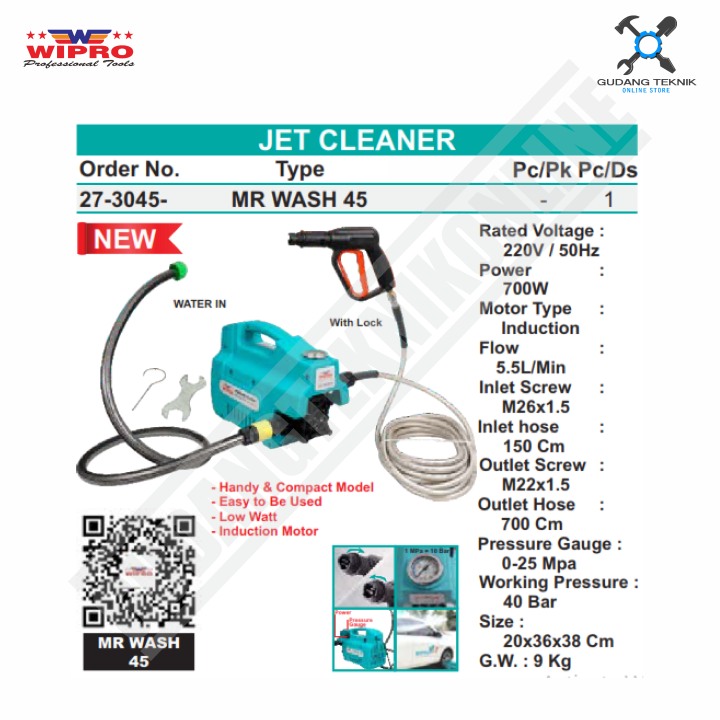 Mesin Jet Cleaner High Pressure Washer WIPRO MR WASH-45 / Steam Stim ...