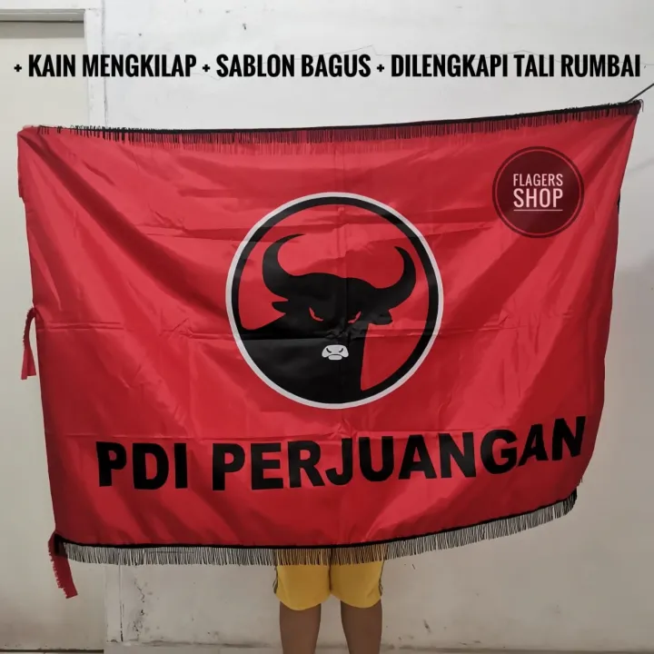 Bendera Ruangan Partai PDIP / PDI Perjuangan 100x150 cm - Ukuran Besar ...