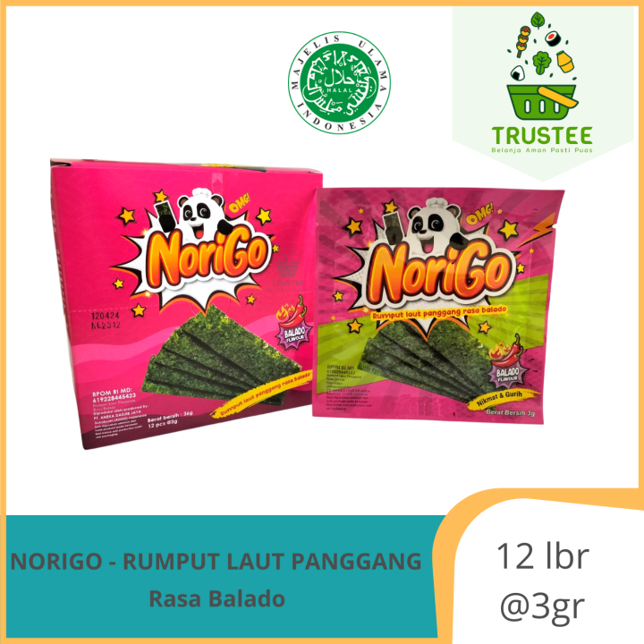 NORIGO Nori Sachet BALADO BOX / Seaweed Snack / Camilan Rumput Laut ...