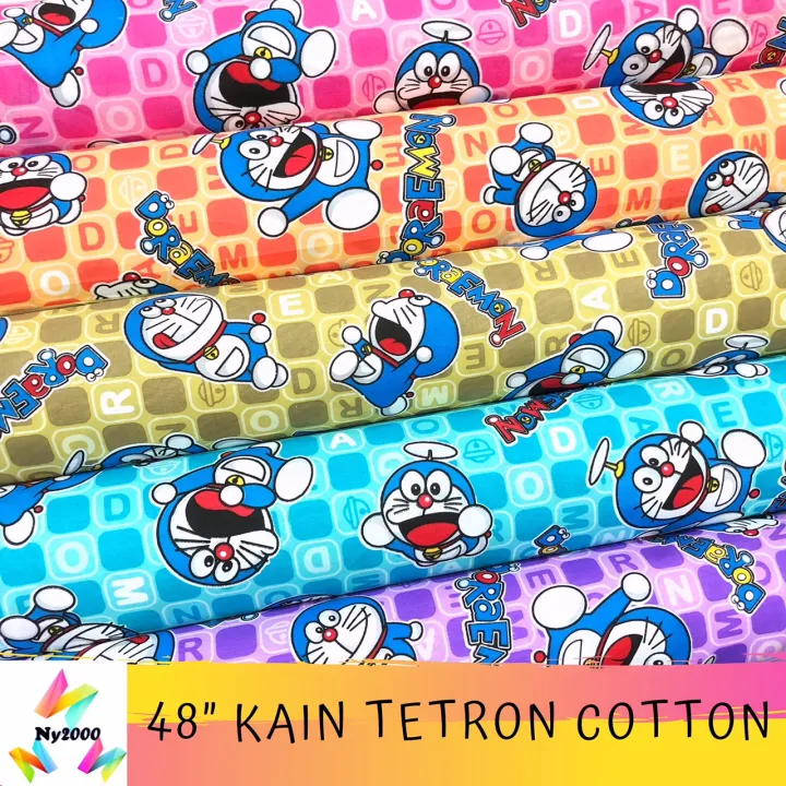Kain Tetron Cotton TC (35% Cotton 65% Polyester) Corak Doraemon [1 ...