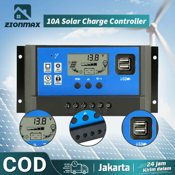 Solar Charge Controller LCD LED Display Solar Cell PWM 10A 30A USB ...