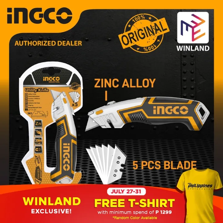 INGCO Original Utility ZINC Alloy Knife Cutter with 5pcs SK5 Blade ...