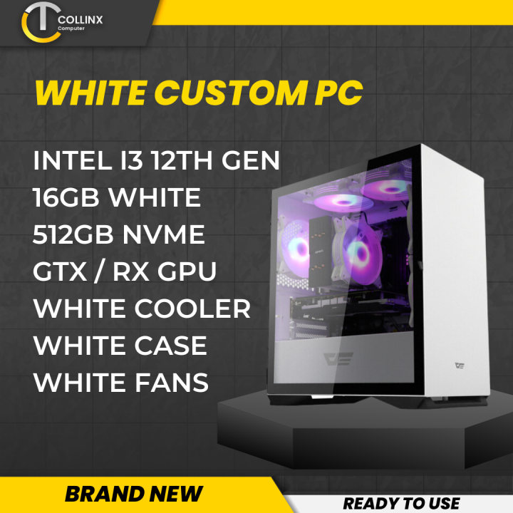 [ WHITE GAMING PC BUILD R ] INTEL CORE I3 12TH GEN DESKTOP / 16GB RAM ...