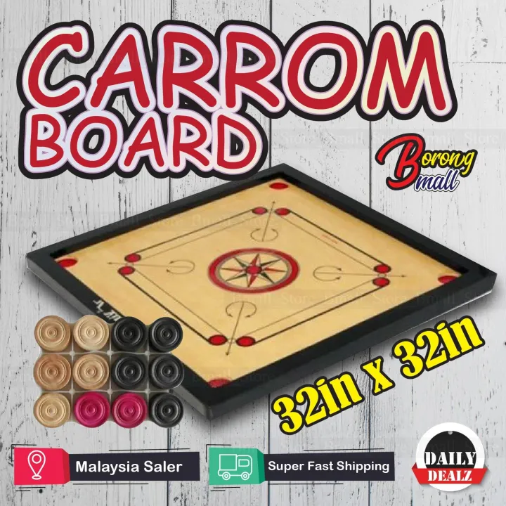 (Big) Wooden Carrom Board Striker Games Papan Karom With Checker/Papan ...