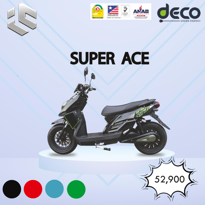 มอเตอร์ไซค์ไฟฟ้า Deco รุ่น Super Ace จดทะเบียนได้ มาตรฐาน ISO9001:2015 ผ่านการรับรองจากทุก ...