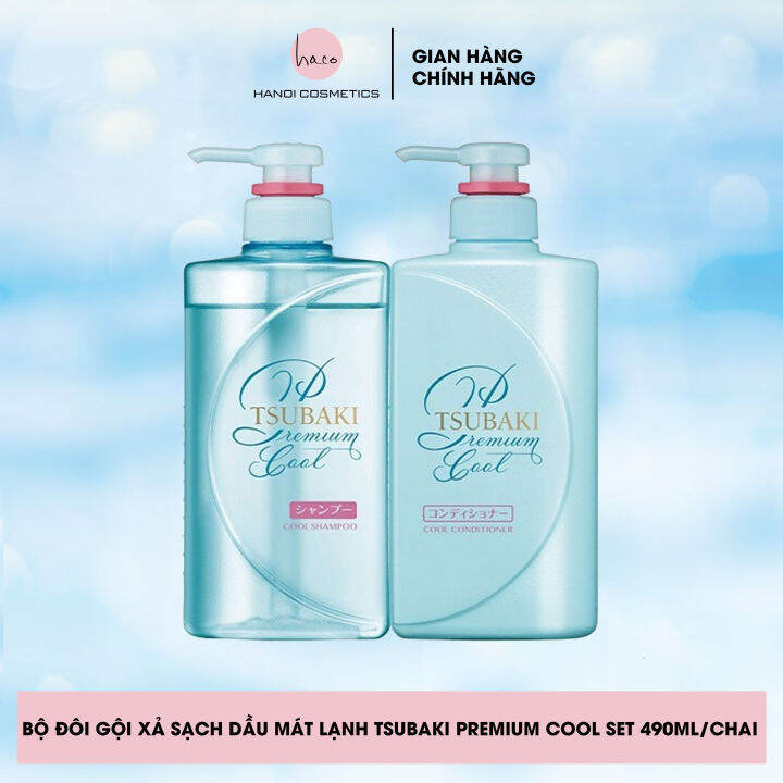 Bộ đôi gội xả Sạch Dầu Mát Lạnh Tsubaki Premium Cool Set 490ml/chai ...