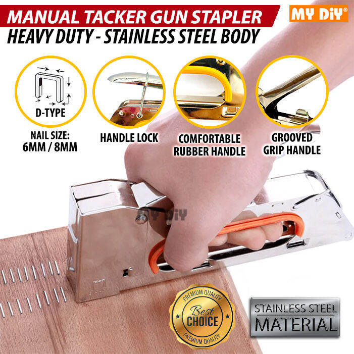 MYDIYHOMEDEPOT - LIBAO HEAVY DUTY FINELINE STAINLESS STEEL STAPLER GUN ...