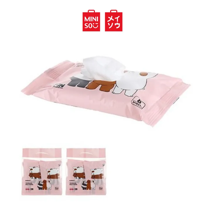 Miniso We Bare Bears Odorless Mild Wipes 10 Sheets 6 packs Baby Wipes ...