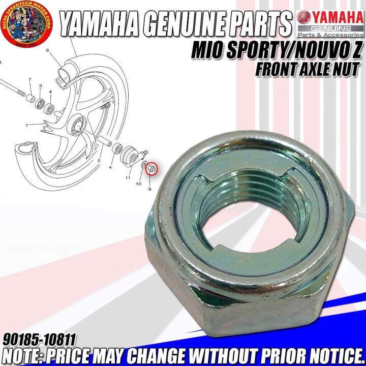 MIO SPORTY/NOUVO Z FRONT AXLE NUT (YGP) (Genuine: 90185-10811) | Lazada PH