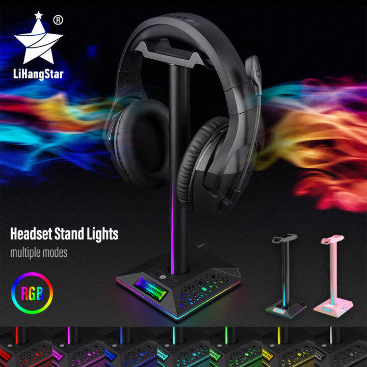 RGB Headphone Stand Touch Color Changing Band 2 USB 3.5mm AUX Port ...