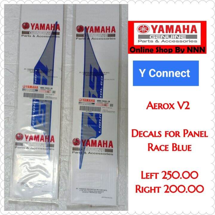 SET DECALS FOR PANEL 1 2 RACE BLUE AEROX V2 Y CONNECT YAMAHA GENUINE ...