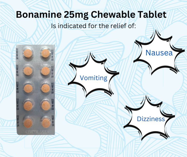 Bonamine 25mg Chewable table 10's | Lazada PH