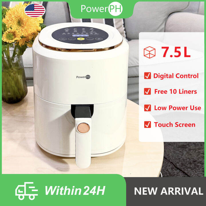 POWERPH Air Fryer 7.5L White Digital Multi-functional Oil Free Non-Stick White Airfryer With ...