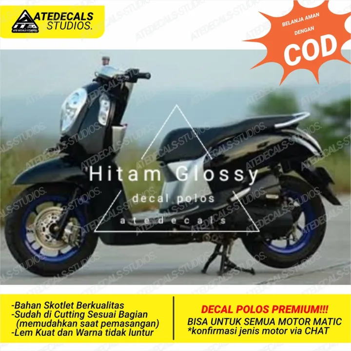 decal polos hitam, scoopy fullbody hitam gloss / doff, sticker polos ...
